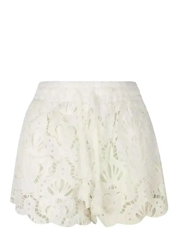 Farm Rio Embroidered Scalloped Shorts - White