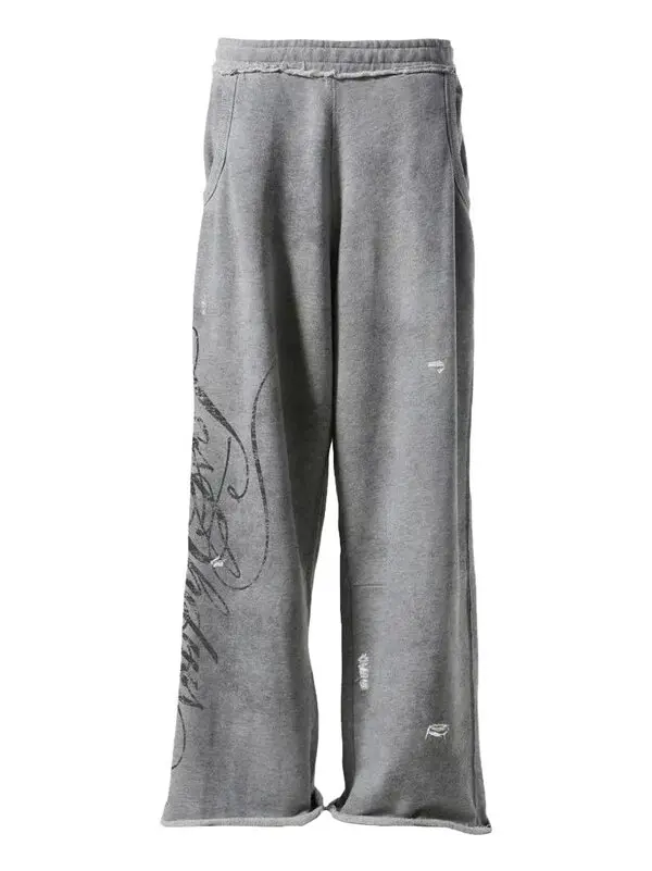 LOSTSHDWS Distressed-script Track Pants - Grey
