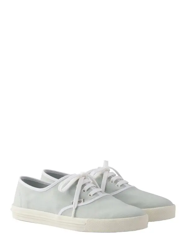 Prada Drill Fabric Laced Sneakers - Light Blue