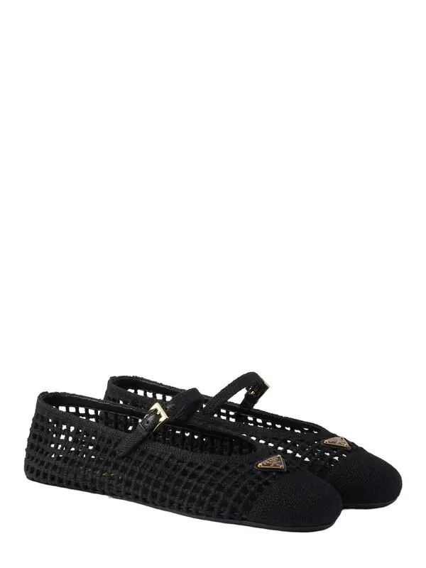 Prada Crochet Ballerinas - Black