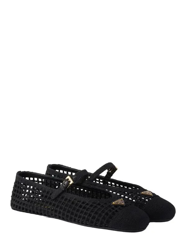 Prada Crochet Ballerinas - Black