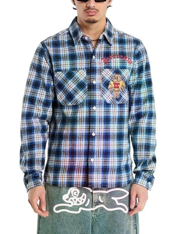 BILLIONAIRE BOYS CLUB - ICE CREAM Mascot Checked Shirt - Blue