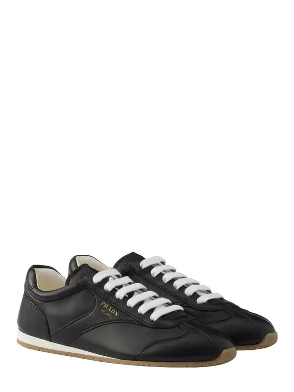 Prada Nappa Leather Low Top Sneakers - Black