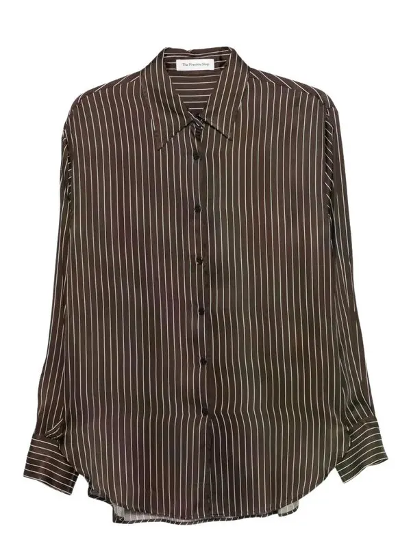 THE FRANKIE SHOP Peri Striped Shirt - Brown
