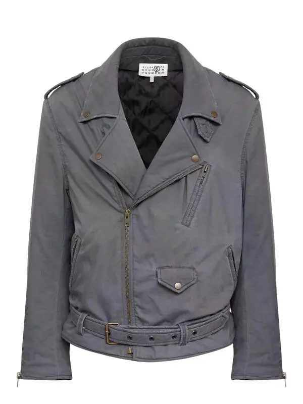 MAISON MARGIELA Belted Zip-up Biker Jacket - Grey