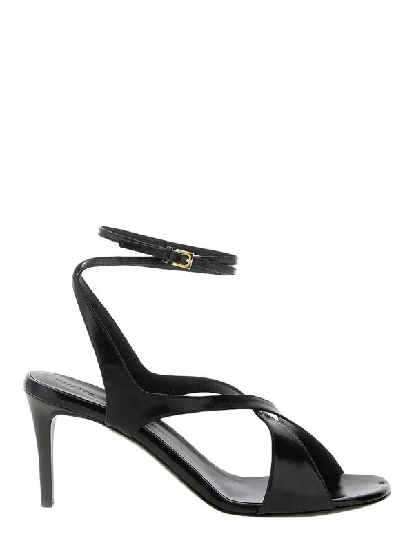 Khaite Enamelled Ankle Strap Liria Sandals - Black
