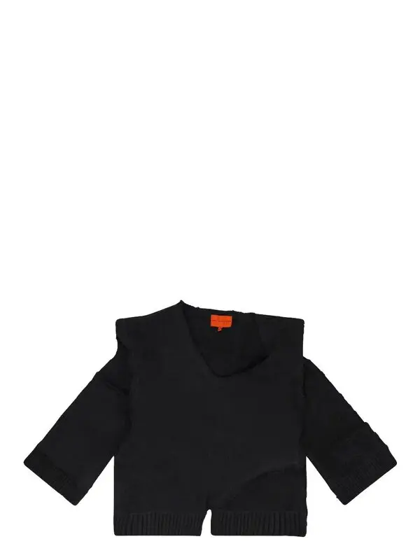 WHO DECIDES WAR BY EV BRAVADO V-neck Cropped Sweater - Black