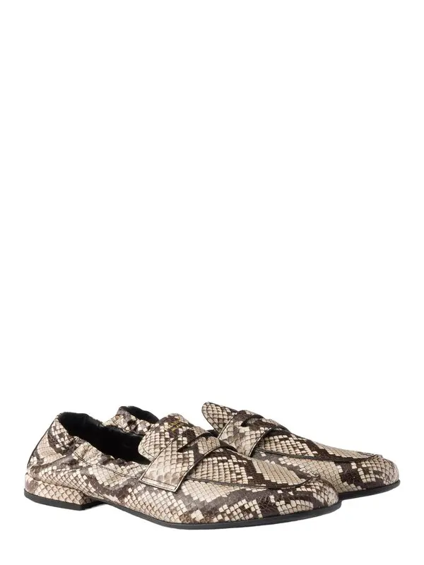 Prada Printed Ayers Leather Loafers - Neutral