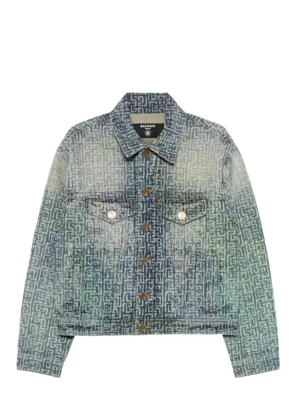 Balmain Monogram Denim Jacket - Blue