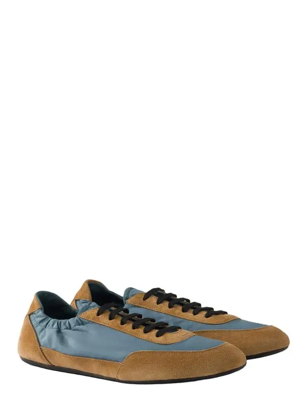 Prada Collapse Re-nylon And Suede Sneakers - Light Blue