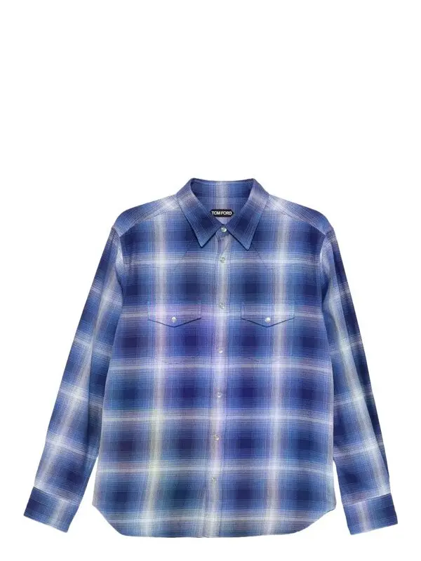 TOM FORD Checked-pattern Shirt - Blue
