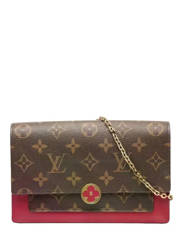 LOUIS VUITTON Monogram Flore Wallet On Chain - Brown