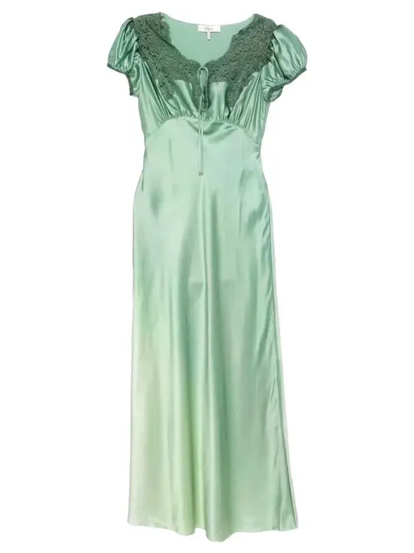 Chloé Lace-insert Maxi Dress - Green