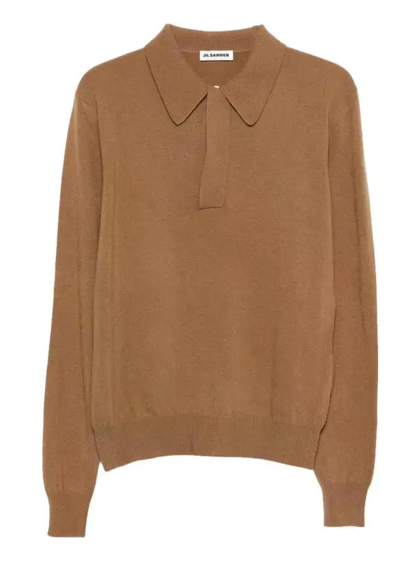 JIL SANDER Long-sleeved Polo Shirt - Brown