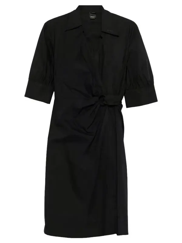 Pinko Knotted Wrap Midi Dress - Black