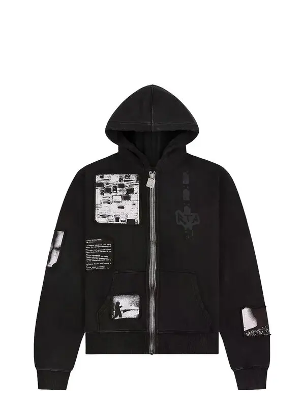 RtA Zev Zip-up Hoodie - Black