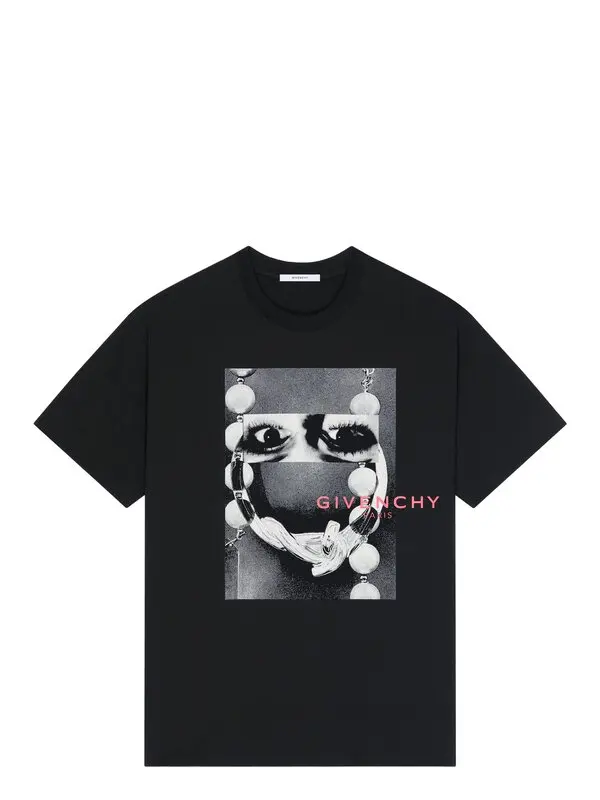 Givenchy T-shirt In Cotton With Surrealism Print - Black