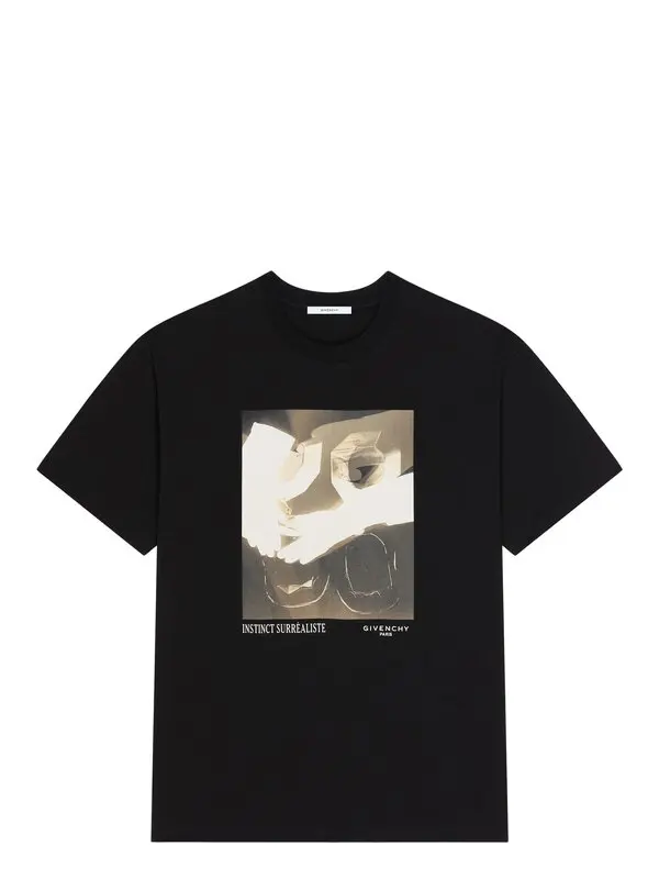 Givenchy T-shirt In Cotton With Surrealism Print - Black
