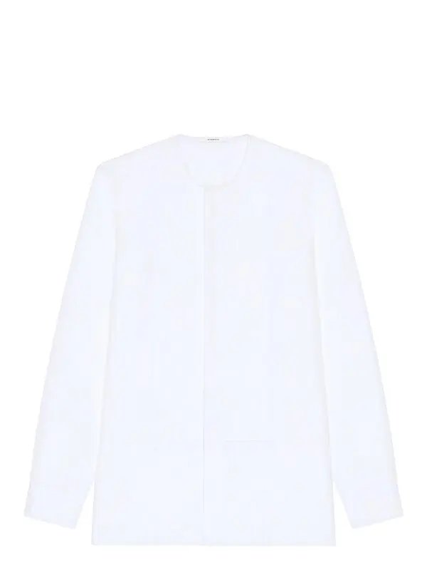 Givenchy Collarless Tuxedo Shirt In Poplin - White