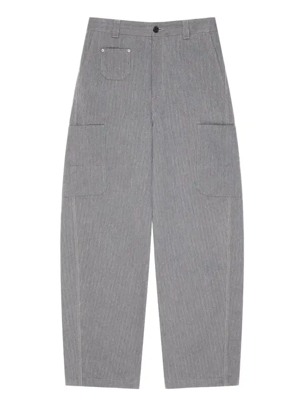 Givenchy Couture Seam Cargo Trousers In Herringbone Denim - Grey