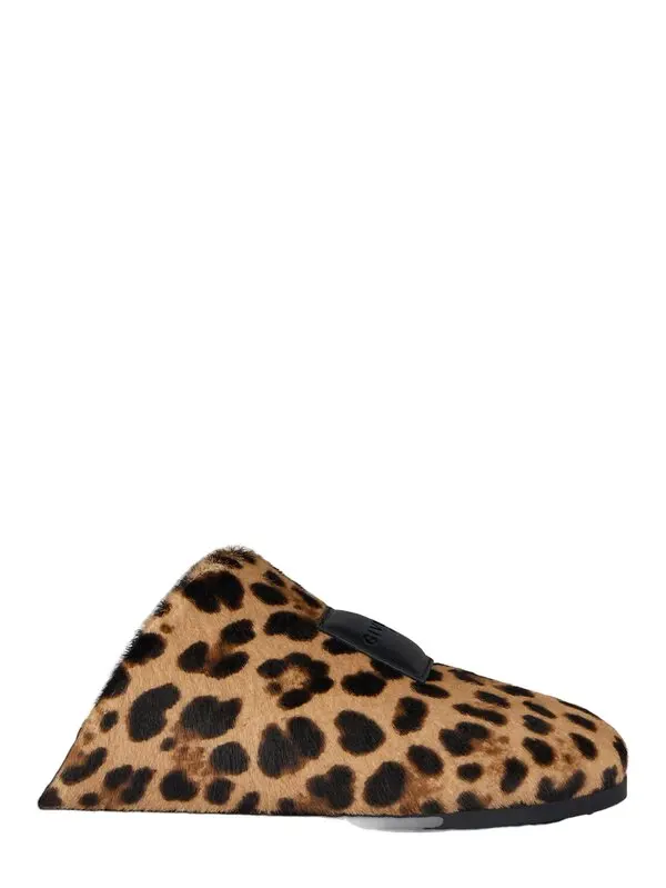 Givenchy Label Leopard Pony Effect Leather Mules - Black/beige