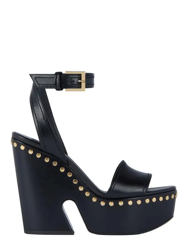 Givenchy Clog Platform Sandals With Studs - Black