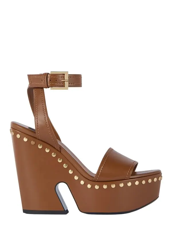 Givenchy Clog Platform Sandals With Studs - Tan