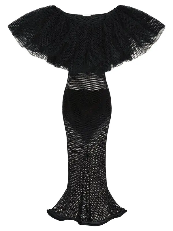 Givenchy Ruffled Mesh Dress - Black