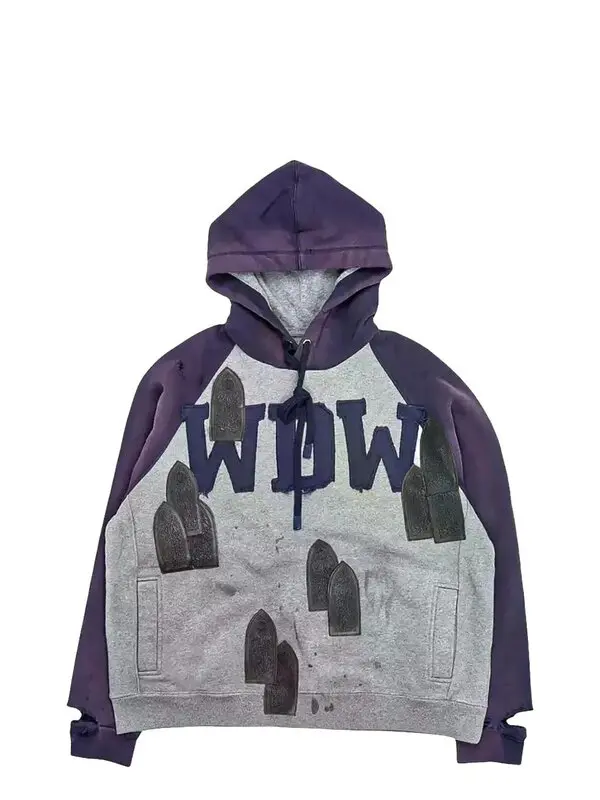 WHO DECIDES WAR BY EV BRAVADO Faded Appliqué Hoodie - Grey