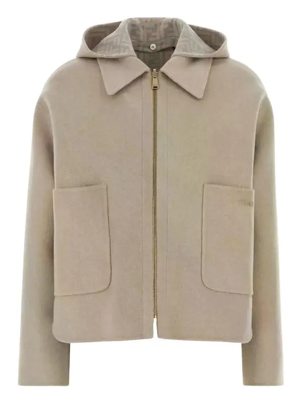 Fendi Zip-up Hooded Jacket - Neutrals