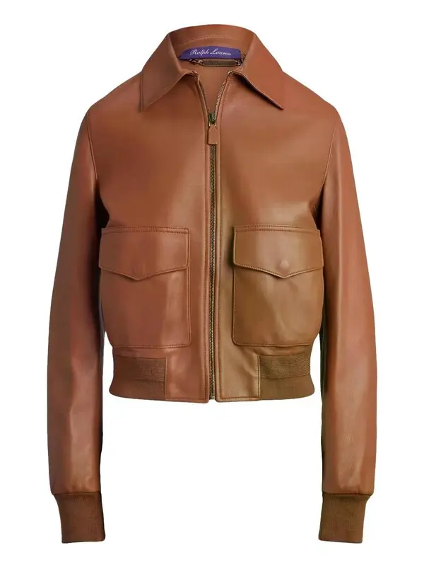 Ralph Lauren Sullivan Leather Bomber Jacket - Brown