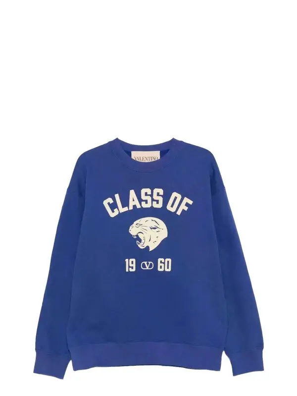 Valentino Garavani Panther-print Cotton Sweatshirt - Blue