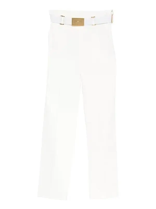 Elisabetta Franchi Cropped Trousers With Belt - White
