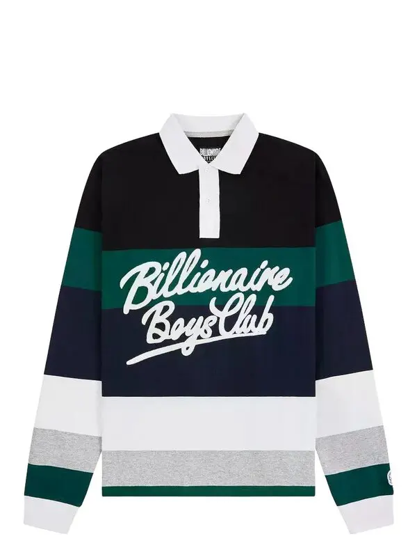 BILLIONAIRE BOYS CLUB Striped Logo Polo Shirt - Black