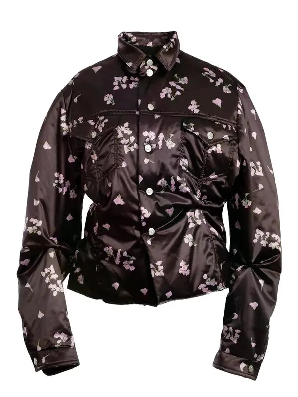 Natasha Zinko Floral-print Buttoned Jacket - Black