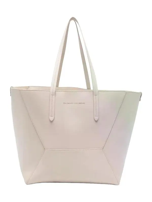 Brunello Cucinelli Geometric Leather Tote - Neutrals