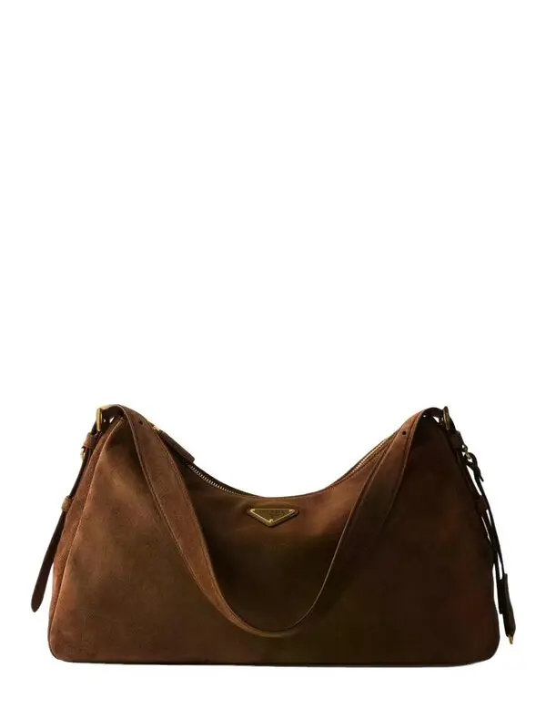 Prada Aimée Suede Shoulder Bag - Brown