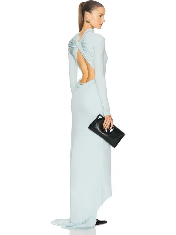TOM FORD Long Sleeve Open Back Dress - Frost