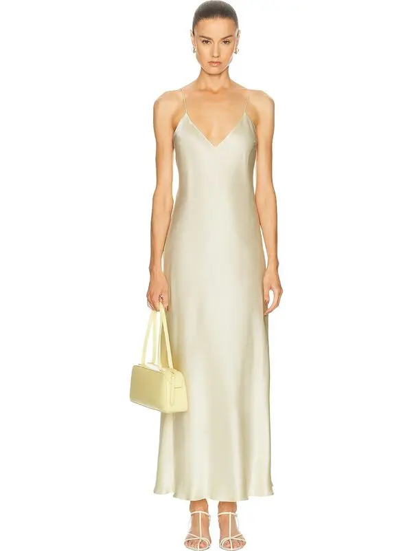Khaite Taja Slip Dress - Pale Yellow