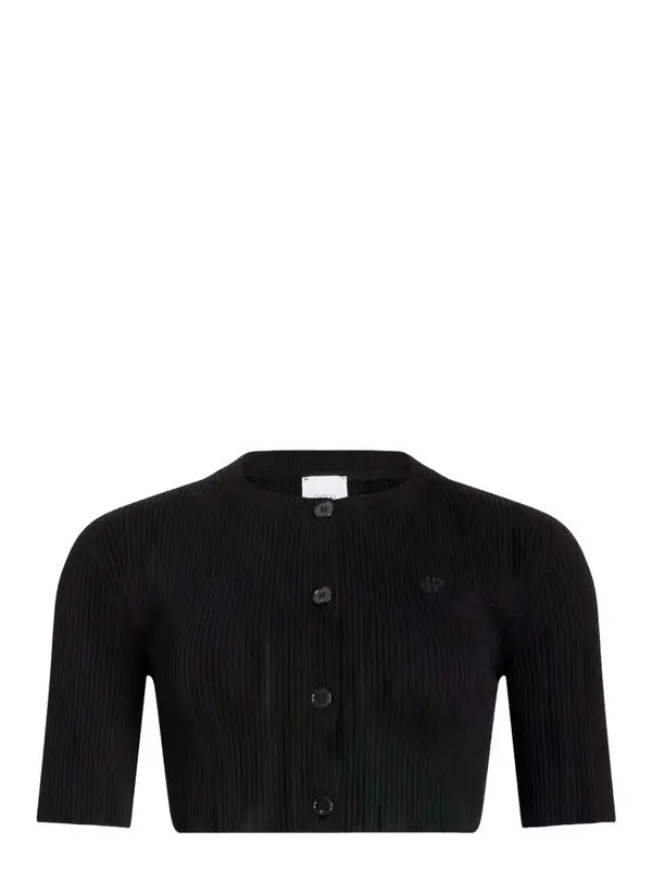 PATOU Cropped Rib Knit Cardigan - Black