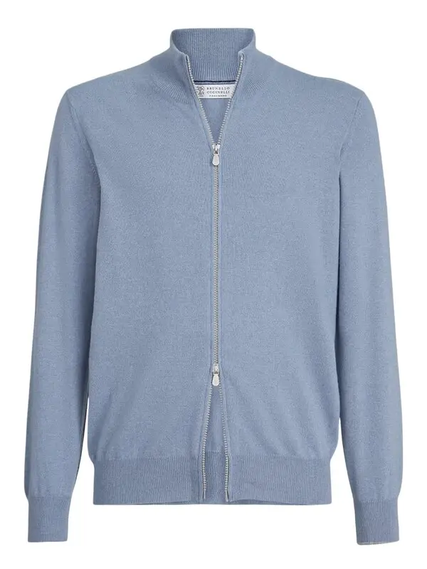 Brunello Cucinelli Cashmere Zip-up Cardigan - Blue