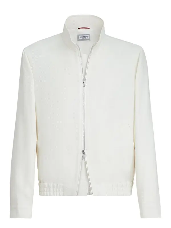 Brunello Cucinelli Silk-linen-wool Bomber Jacket - White