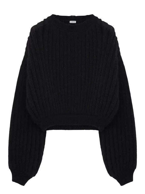 Loewe Ribbed Balloon-sleeve Sweater - Black