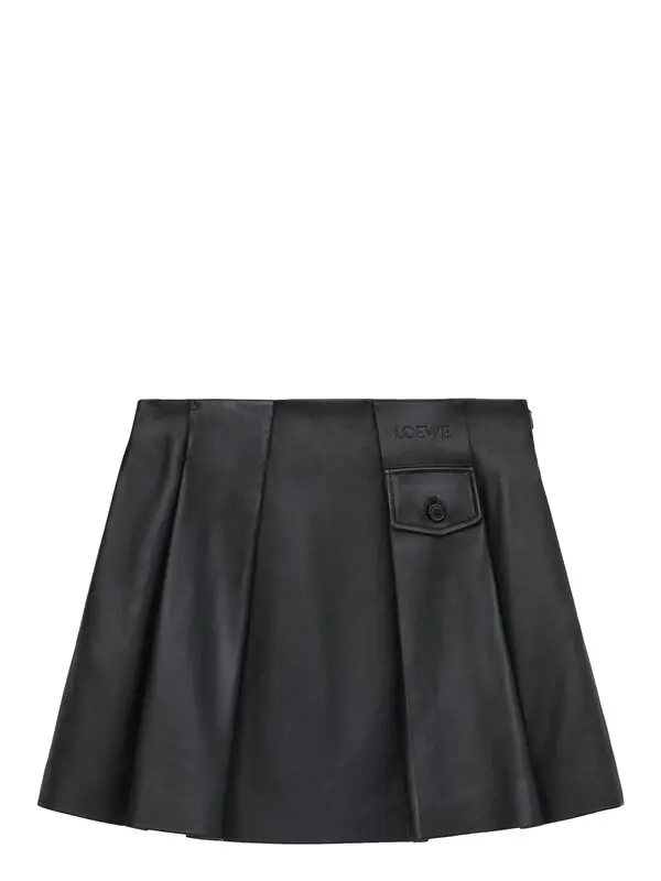 Loewe Lambskin Pleated Mini Skirt - Black