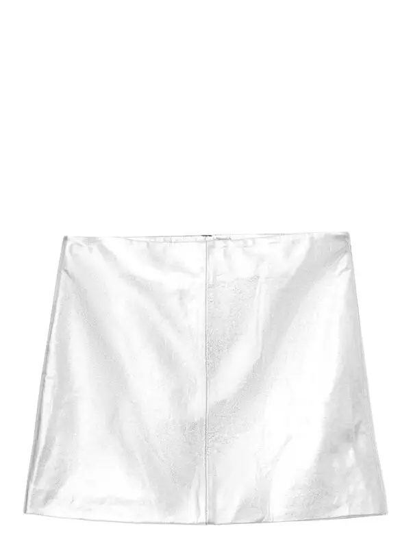ALLSAINTS Metallic Leather Renai Mini Skirt - Grey