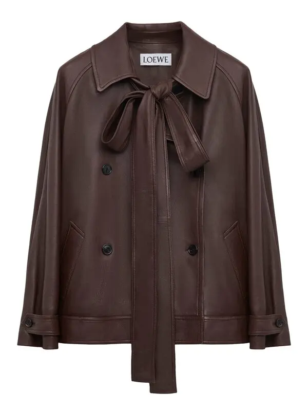 Loewe Bow-detailed Suede Jacket - Brown