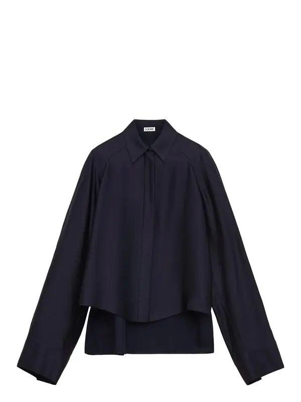 Loewe Satin Cape Shirt - Navy