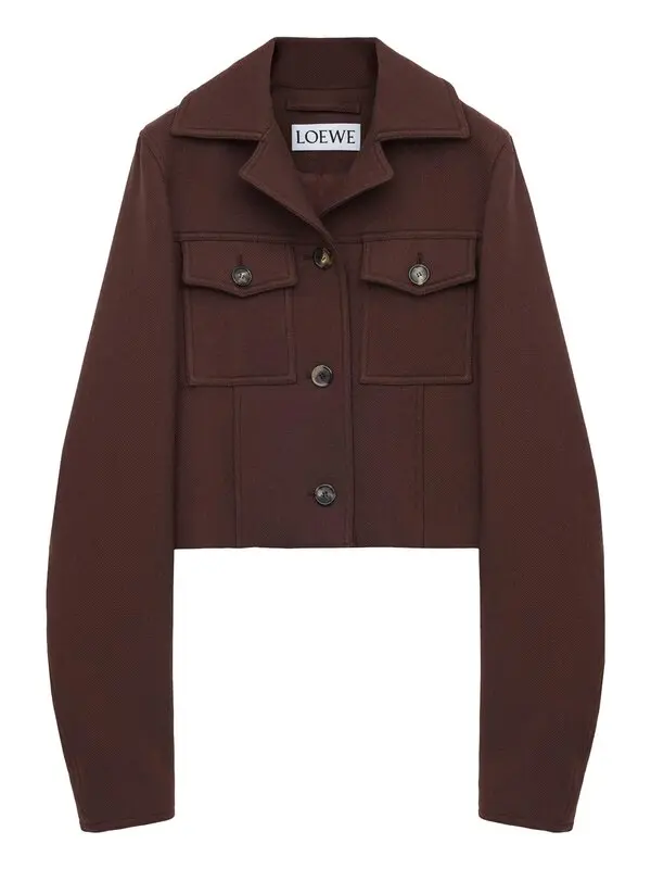 Loewe Wool-blend Cropped Jacket - Brown