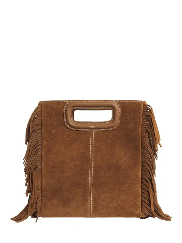 Maje Suede Fringed M Top-handle Bag - Brown