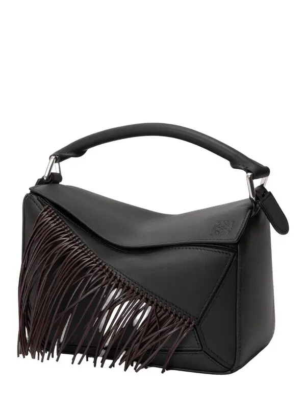 Loewe Small Puzzle Fringed Bag - Black